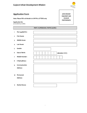 Fillable Online Gujarat Urban Development Mission Application Form Fax ...