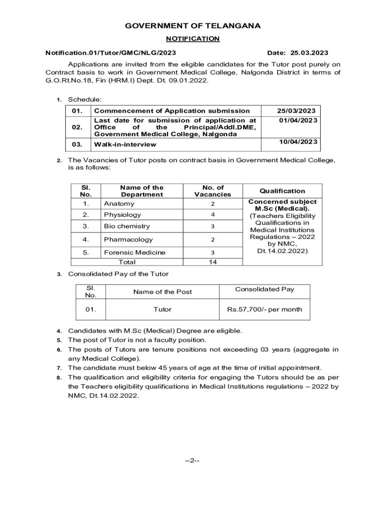 Fillable Online TS govt. accords permission to hire 201 tutor services ...