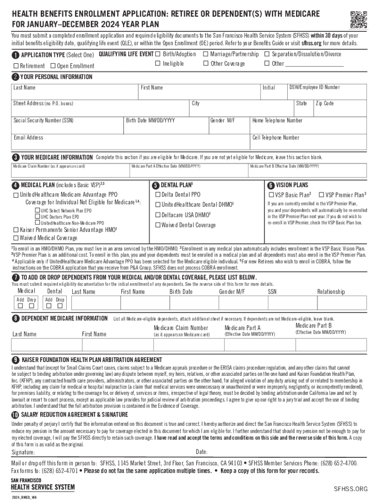 Fillable Online 2024 Retiree Enrollment Form Fax Email Print - pdfFiller