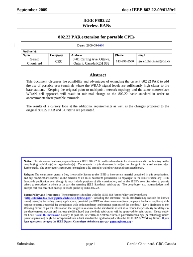 Overview of IEEE 802.22 Standard - mentor ieee Doc Template | pdfFiller