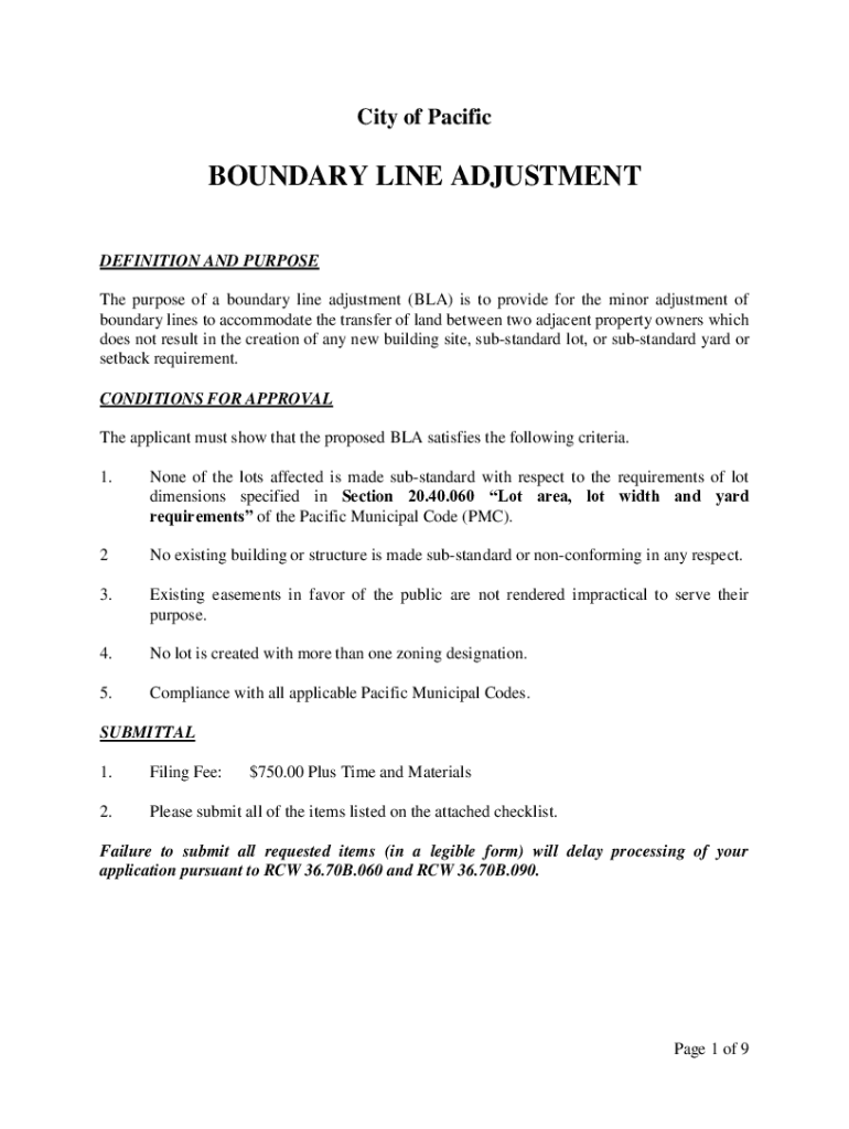 Fillable Online Q. Boundary Line Adjustment vs. Boundary Line Agreement ...