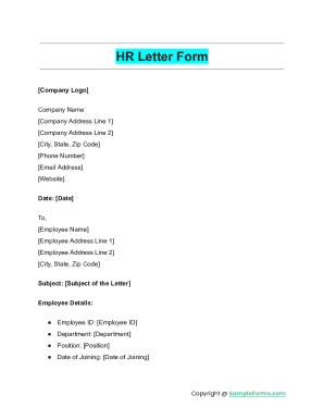 Fillable Online HR Letter Form Fax Email Print - pdfFiller