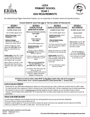 Fillable Online Leda Primary School YEAR ONE 1 Resource List Fax Email ...