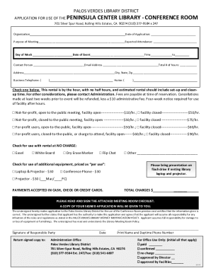 Fillable Online Peninsula Center Community Room Application Fax Email ...