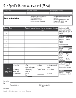 Sample Site Specific Hazard Assessment Process Doc Template | pdfFiller