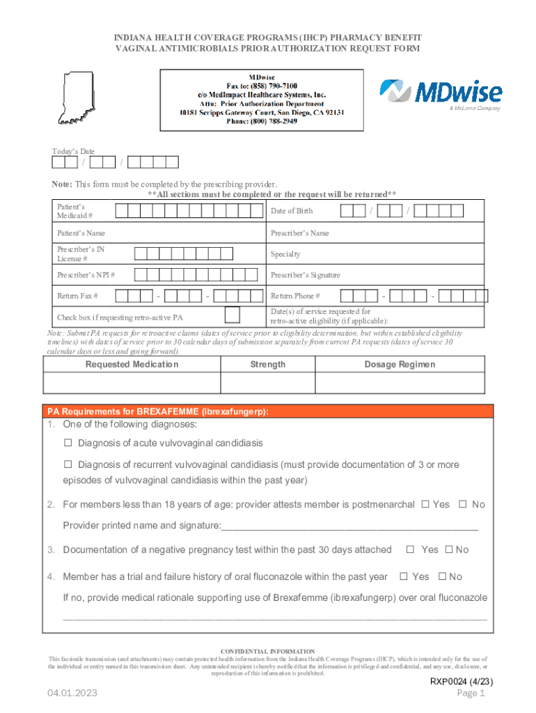 Fillable Online Indiana Health Coverage Programs (Ihcp) Pharmacy ...