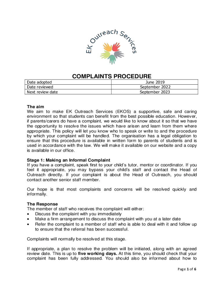 Fillable Online King's Church International School Complaints Procedure ...