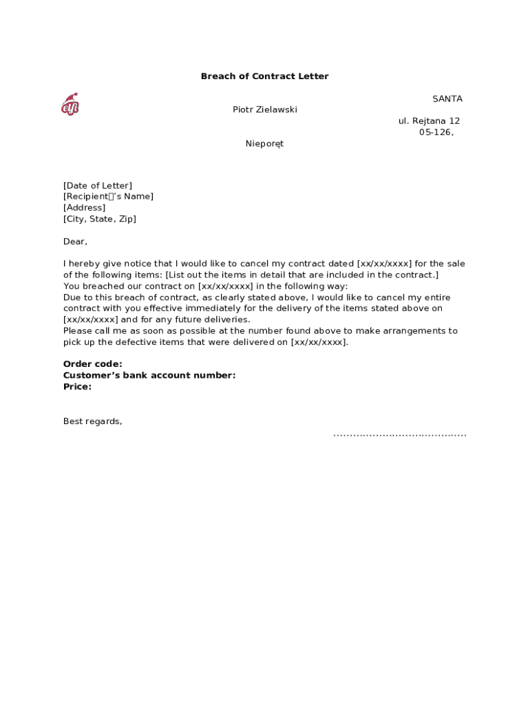 How to write a legal notification letter for breaking contracts Doc ...