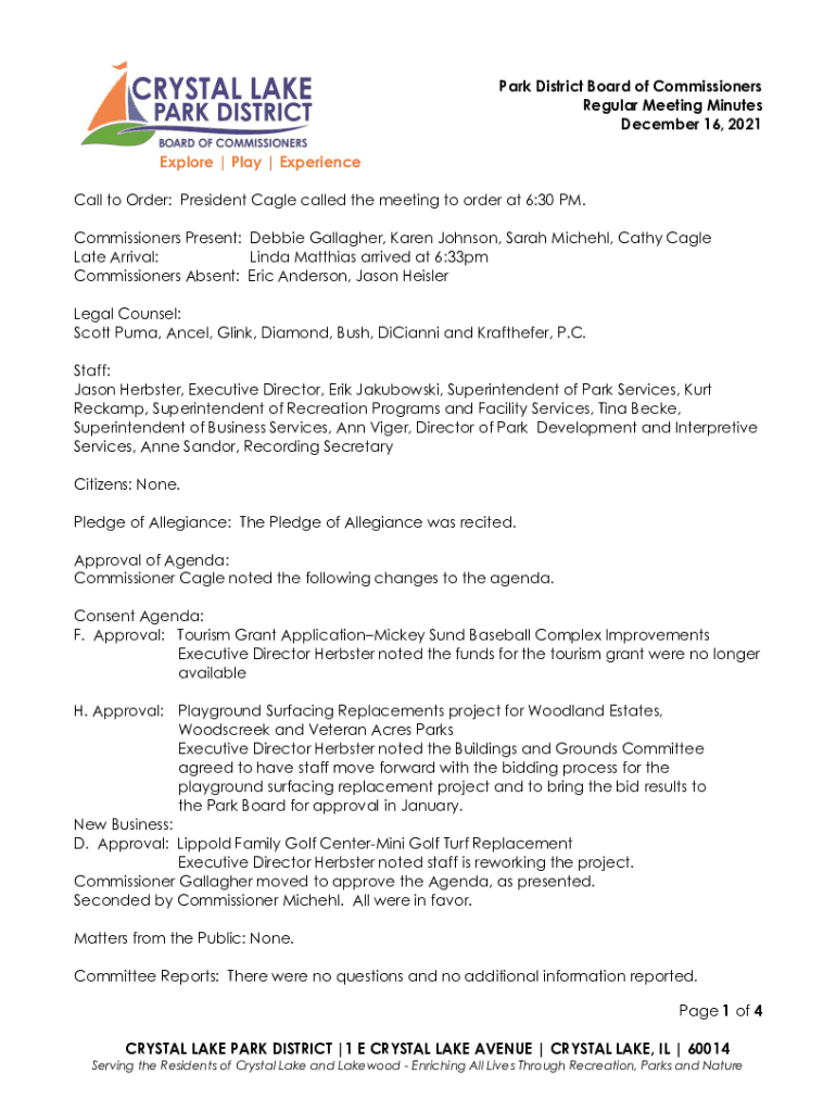 Fillable Online Commissioners Present: Debbie Gallagher, Karen Johnson ...