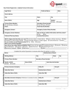 Fillable Online Questcare New Patient Registration Form. Questcare New Patient Registration Form ...