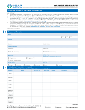 Fillable Online Personal Accident Safe Application Form Fax Email Print ...