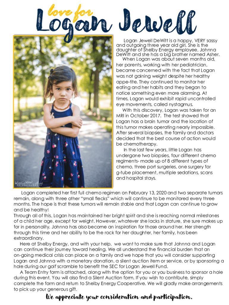 Fillable Online Fundraiser by Chase DeWitt : Love For Logan Fax Email ...