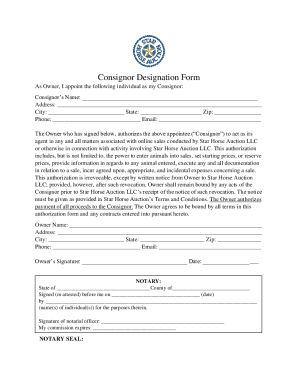 Fillable Online Consignor Designation Form Fax Email Print - pdfFiller