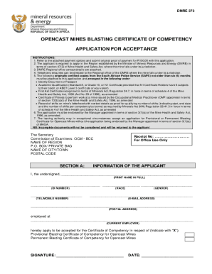 Fillable Online opencast mines blasting certificate of competency ...