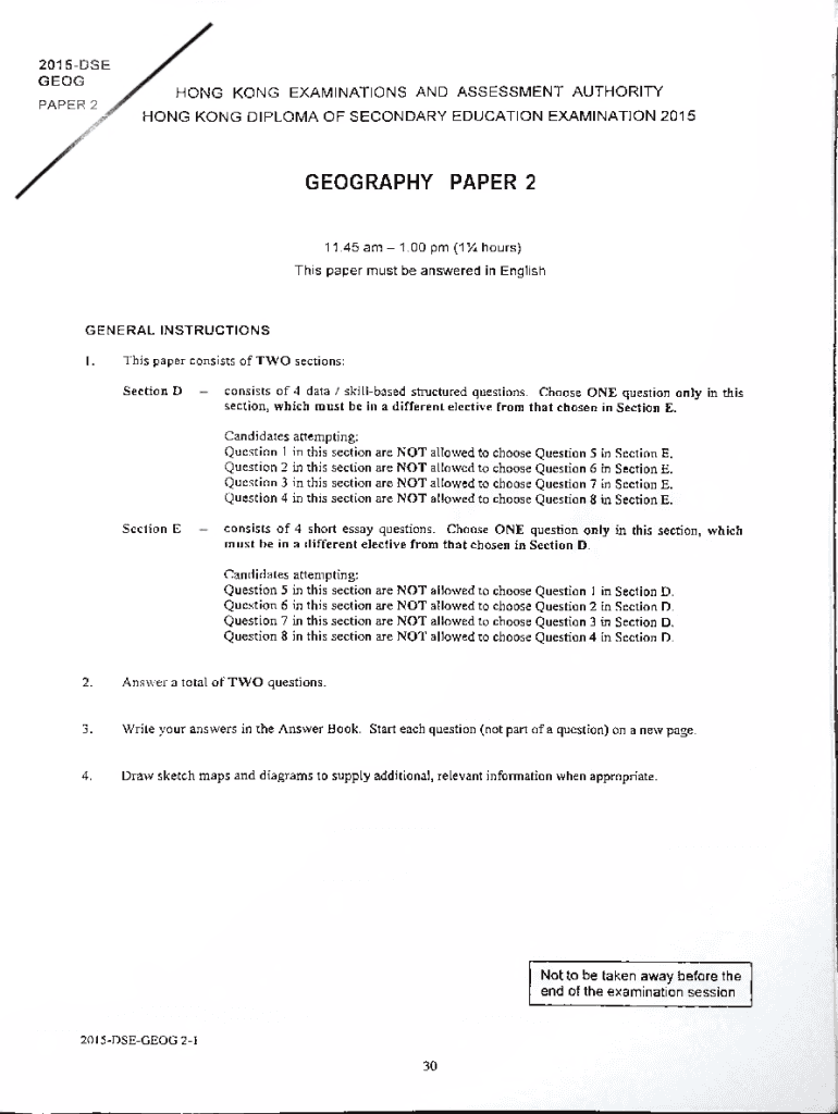 Fillable Online GEOGRAPHY PAPER 1 (Sample Paper) Fax Email Print ...
