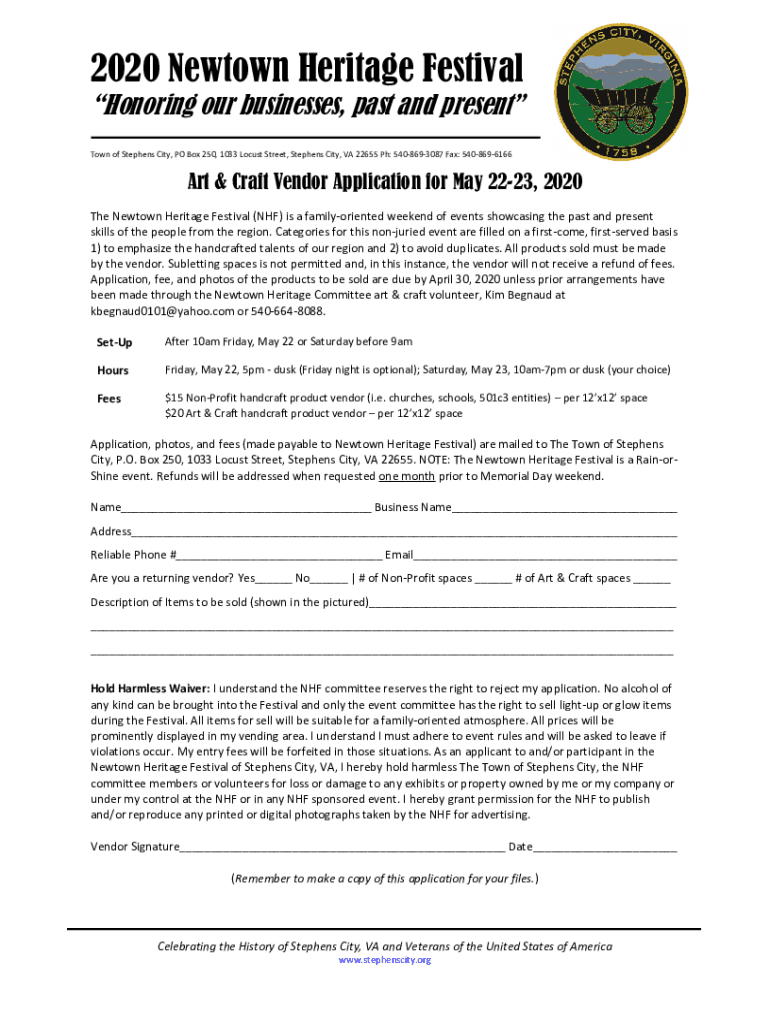 Fillable Online Newtown Heritage FestivalCelebrating the history ... Fax Email Print - pdfFiller