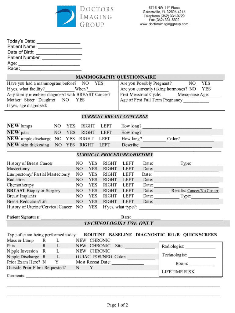 Fillable Online Doctors Imaging Group - Radiologist in Gainesville ...