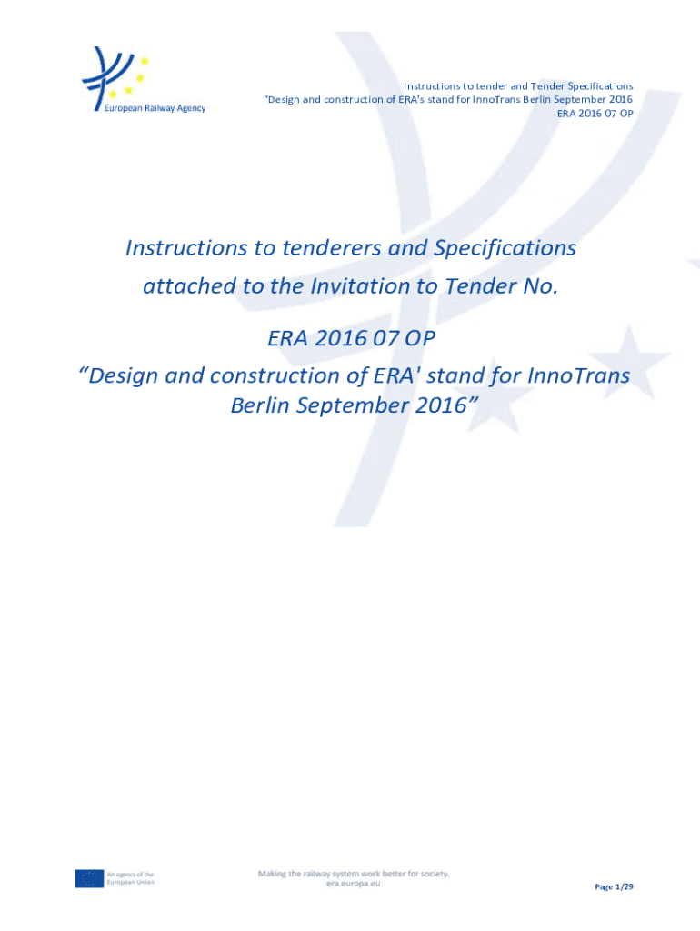 Fillable Online Instructions to tenderers and Specifications attached to the ... Fax Email Print ...