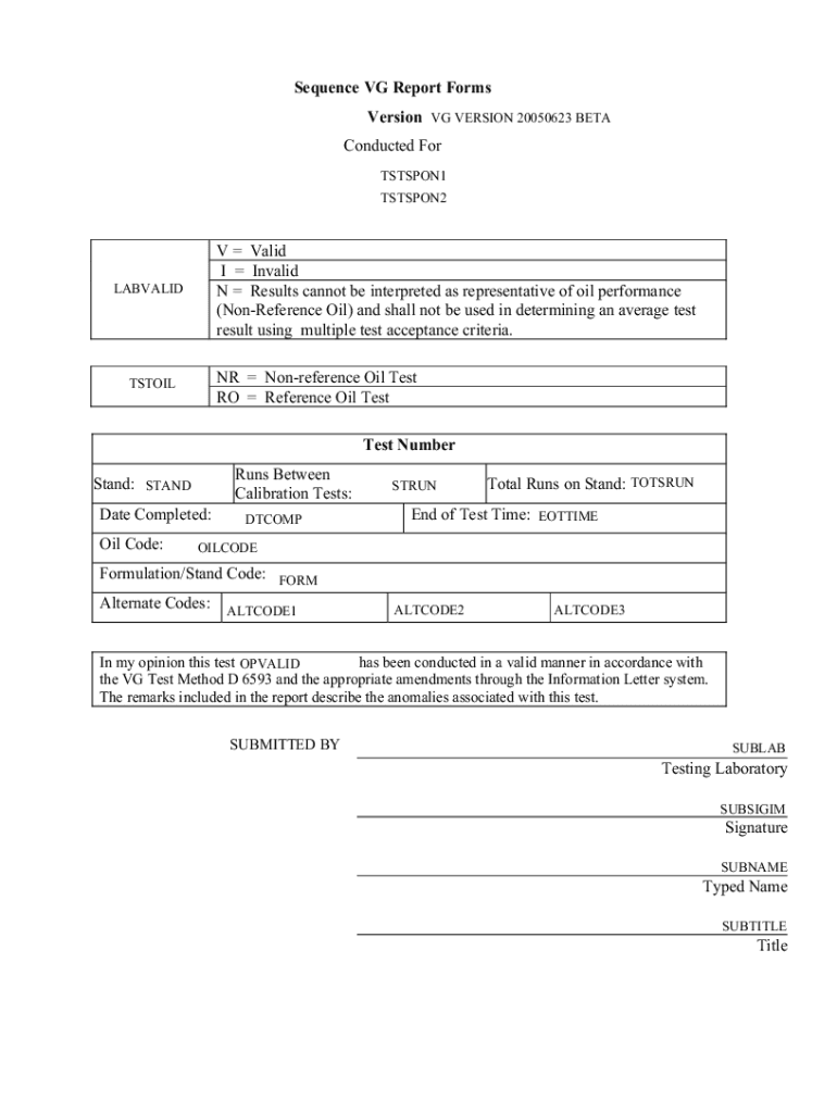Fillable Online Sequence VG Report Forms Fax Email Print - pdfFiller