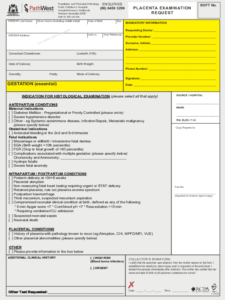Fillable Online PathWest Anatomical Pathology social club Company ...