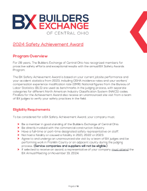 2024 BX Safety Achievement Award Program Overview and Eligibility ...