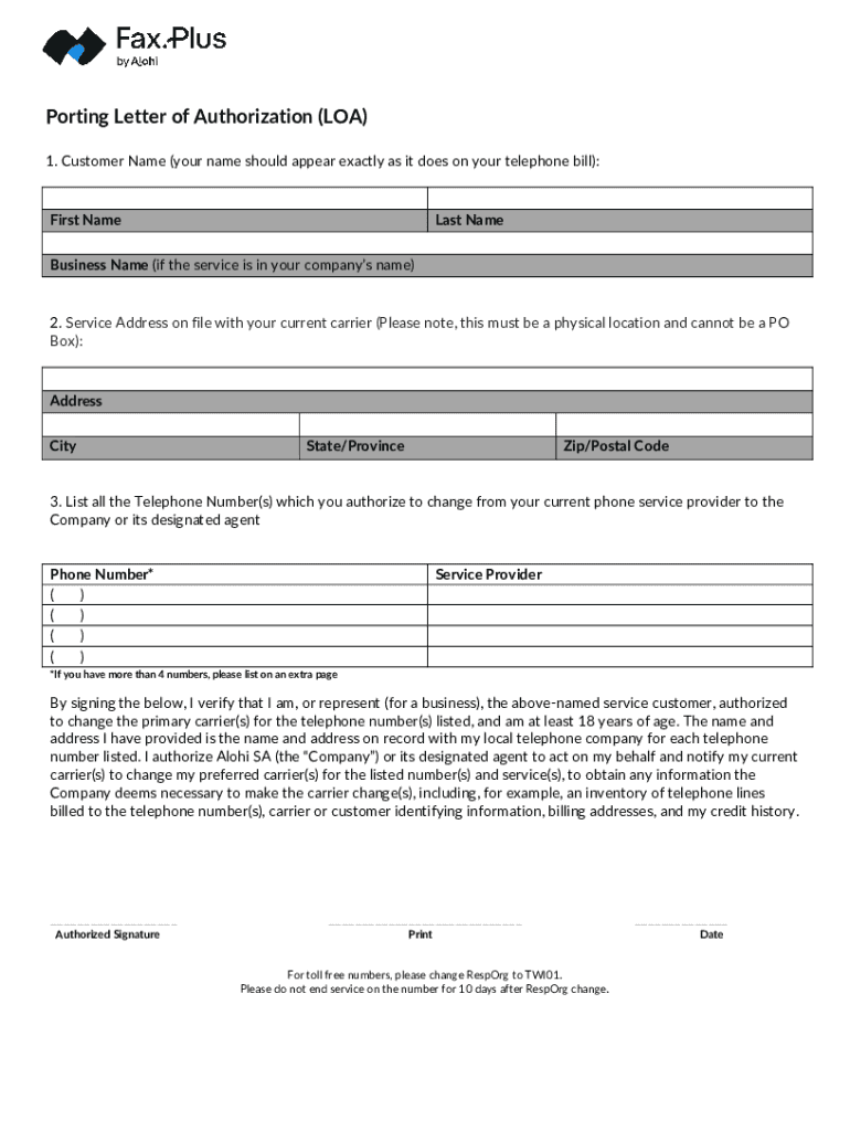 Fillable Online Letter Of Authorization Loa - Fill Online, Printable, Fillable, ... Fax Email ...