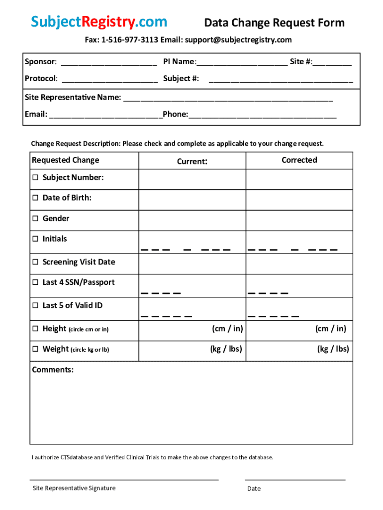 Fillable Online Data Change Request Form Fax Email Print - pdfFiller