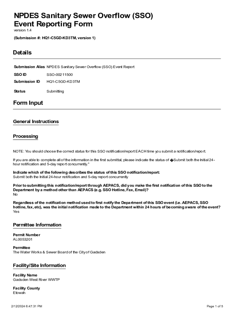 Fillable Online Sanitary Sewer Overflow (SSO) Additional Resources Fax Email Print - pdfFiller