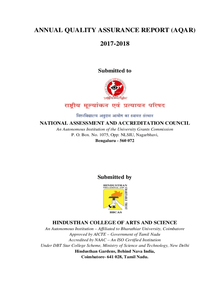 Fillable Online Annual Quality Assurance Report (2017-2018) Submitted ...