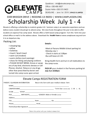 Fillable Online FORMS - elevate camps Fax Email Print - pdfFiller