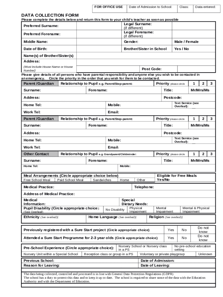 Date of Admission to School: Doc Template | pdfFiller