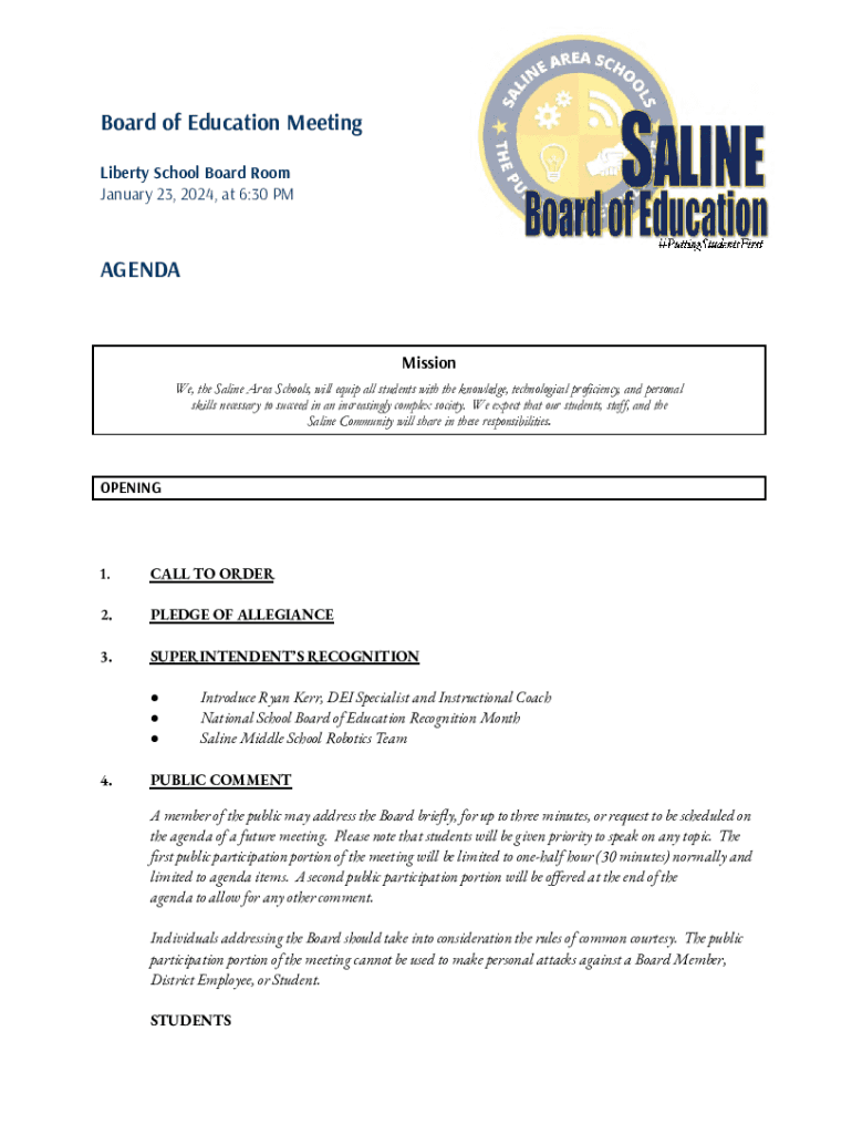 Fillable Online Agendas and Packets - Board of Ed Fax Email Print ...