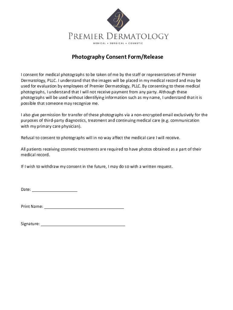 Fillable Online Standard Patient Photographic Consent Form Fax Email ...