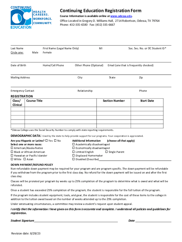 Fillable Online myoc odessa Odessa College Continuing Education Fax Email Print - pdfFiller