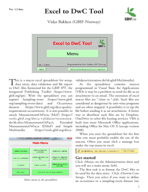 Fillable Online Excel to DwC Tool Fax Email Print - pdfFiller