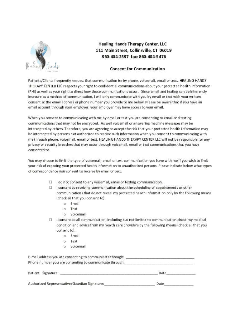 Fillable Online Healing Hands Therapy CenterOccupational TherapyHand ...