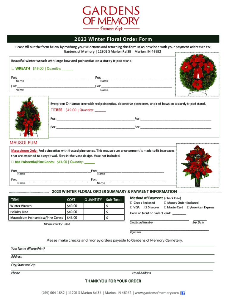Fillable Online Online Flower Order Form Template Fax Email Print ...