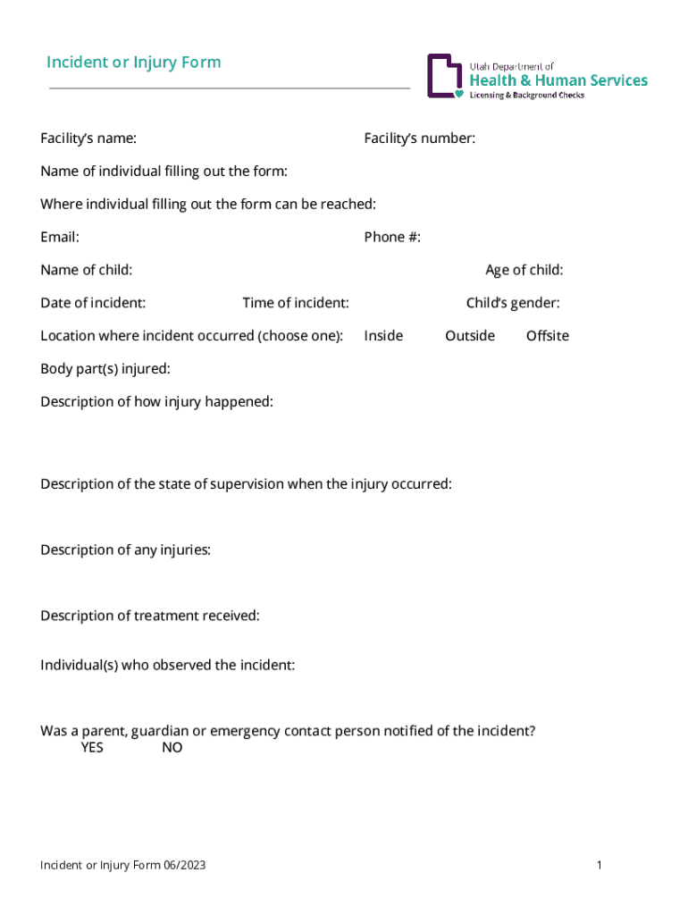 Fillable Online Unusual Incident Report Form Locked Fax Email Print ...