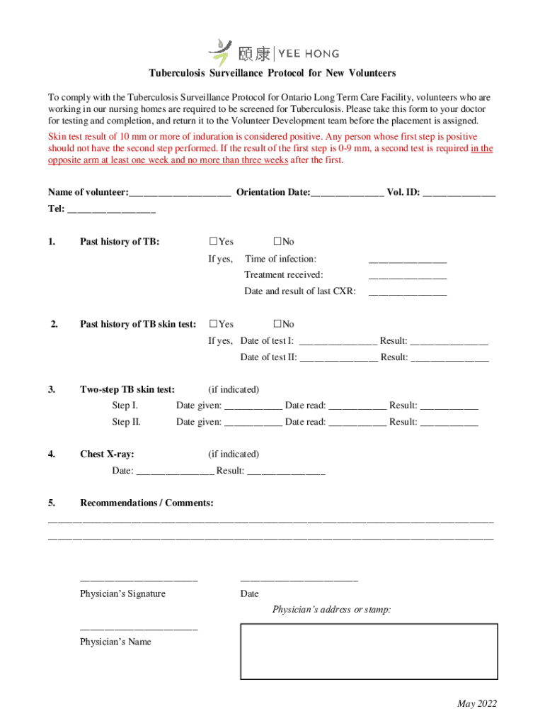 Fillable Online Tuberculosis screening on admission to long-term care ...