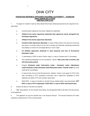 Fillable Online To apply for transfer of plot by Hiba Zabani Bila Ewaz ...