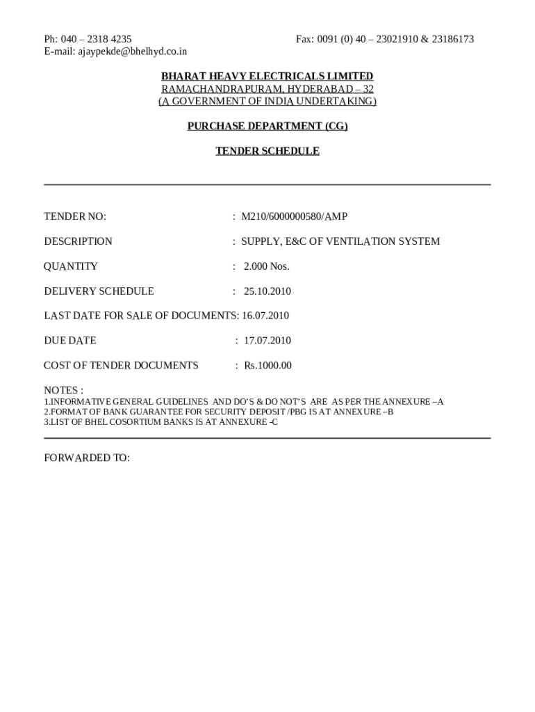 Consulate General of India, Toronto, Canada : Tenders Doc Template ...