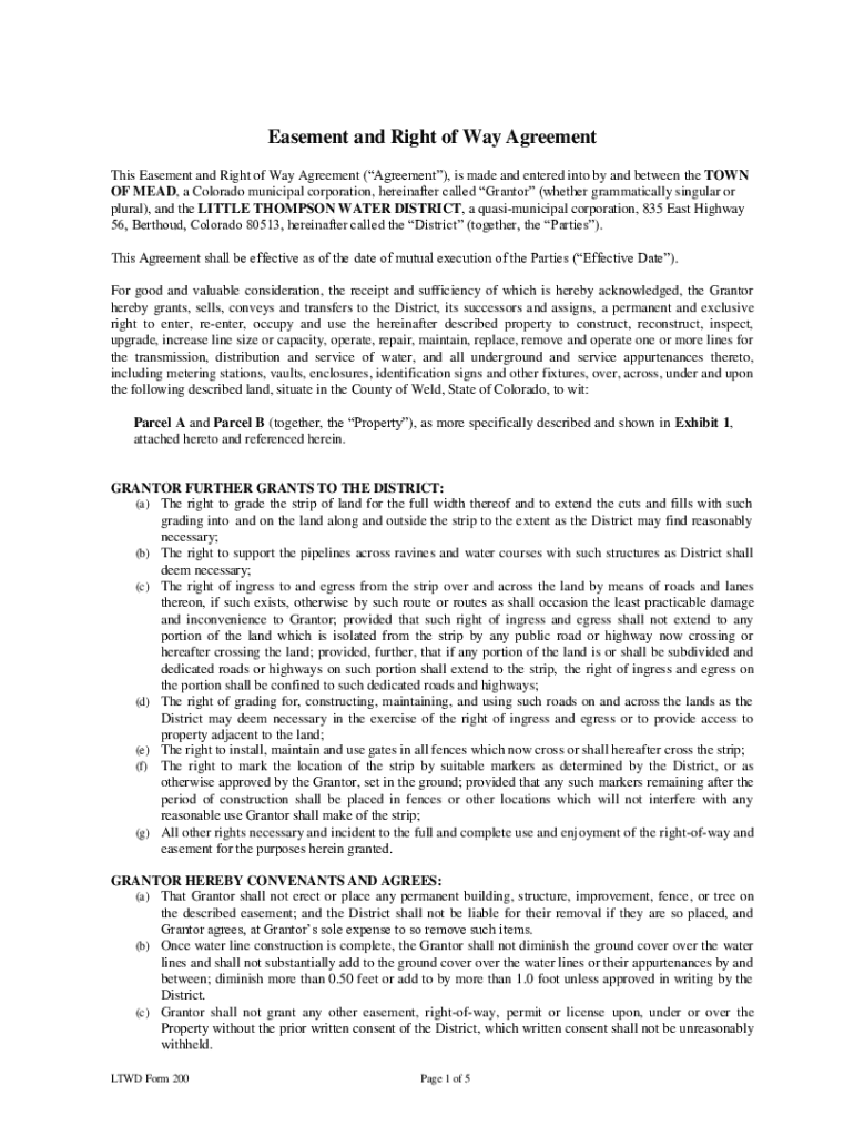 Fillable Online This Easement and Right of Way Agreement (Agreement ...