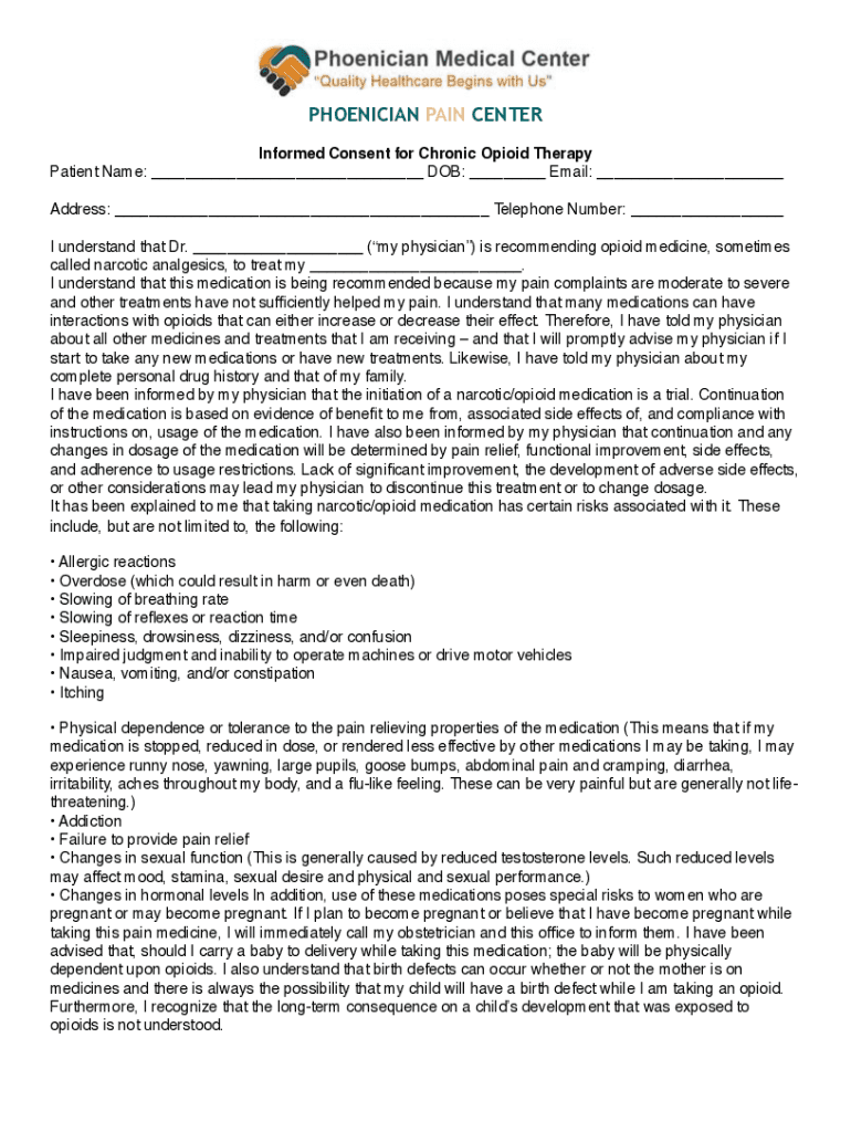 Fillable Online 8-9 pg Pain Informed Consent for Chronic Opioid Therapy ...