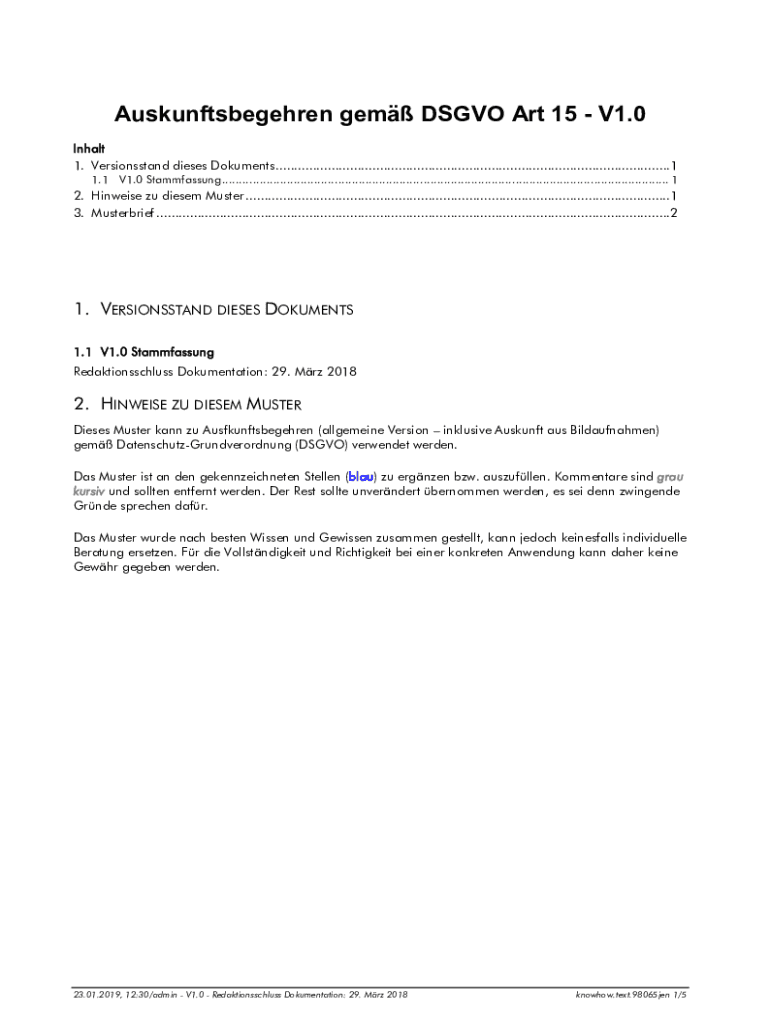 Ausfüllbar Online Anleitung: So erteilen Sie die Auskunft nach Art. 15 ...