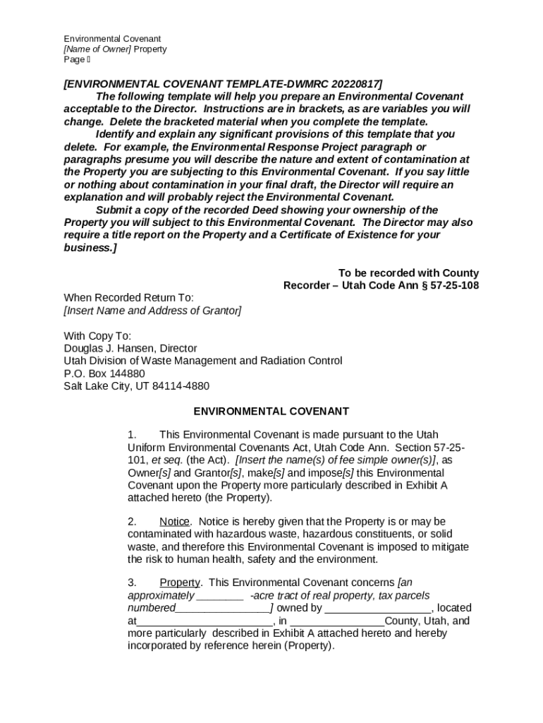 Environmental Covenant for MTCA Sites: Instructions for Use ... Doc ...