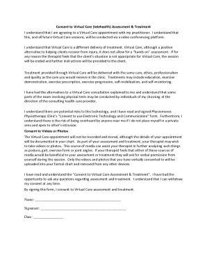 Fillable Online Virtual Care Consent Form Fax Email Print - pdfFiller