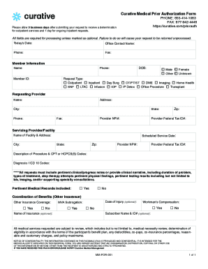 Fillable Online Curative Medical Prior Authorization Form Fax Email ...