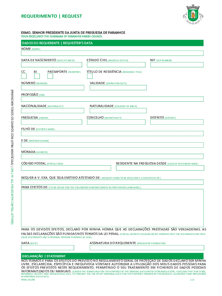Preenchível Disponível REQUERIMENTO REQUEST Fax Email Imprimir - pdfFiller