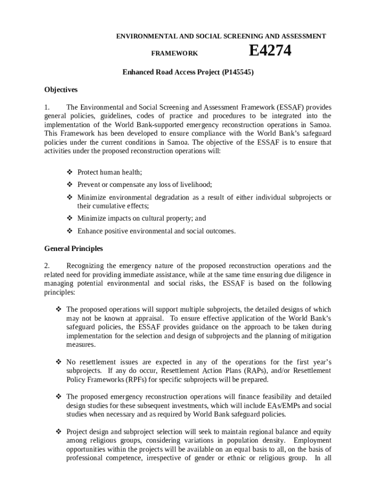 Environmental and Social Risk Screening Template Doc Template | pdfFiller