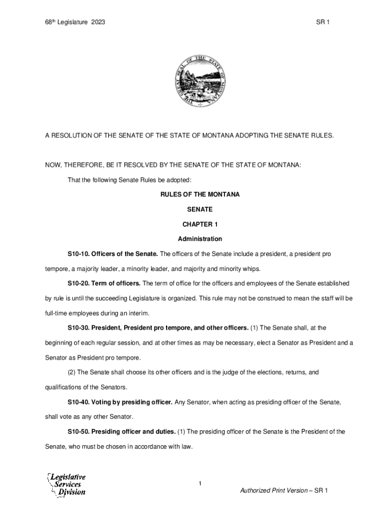 Fillable Online leg mt 1 - Authorized Print VersionSR 5 SENATE ...